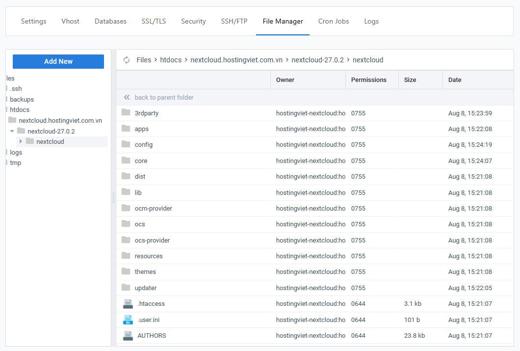 Hướng dẫn cài đặt Nextcloud trên Cloudpanel