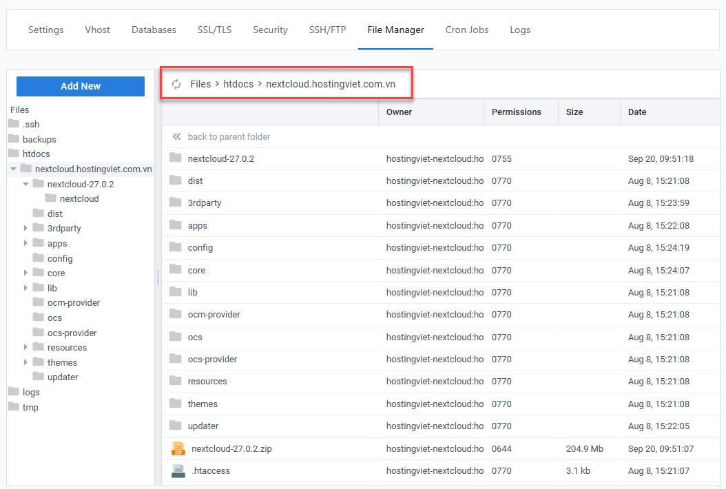 Hướng dẫn cài đặt Nextcloud trên Cloudpanel